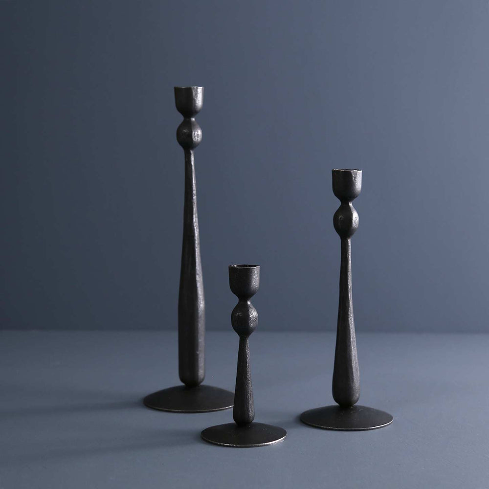 Forged Iron Tri-Rod Candlesticks (Pair) + sett – One Mercantile / Sett
